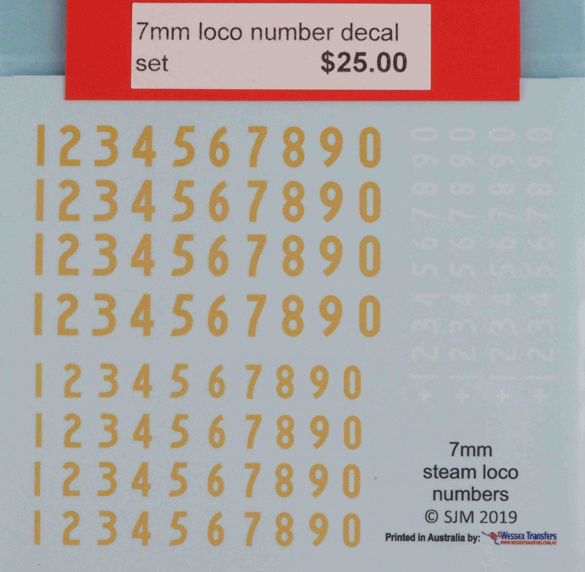 7mm loco number decal set – Stephen Johnson Models