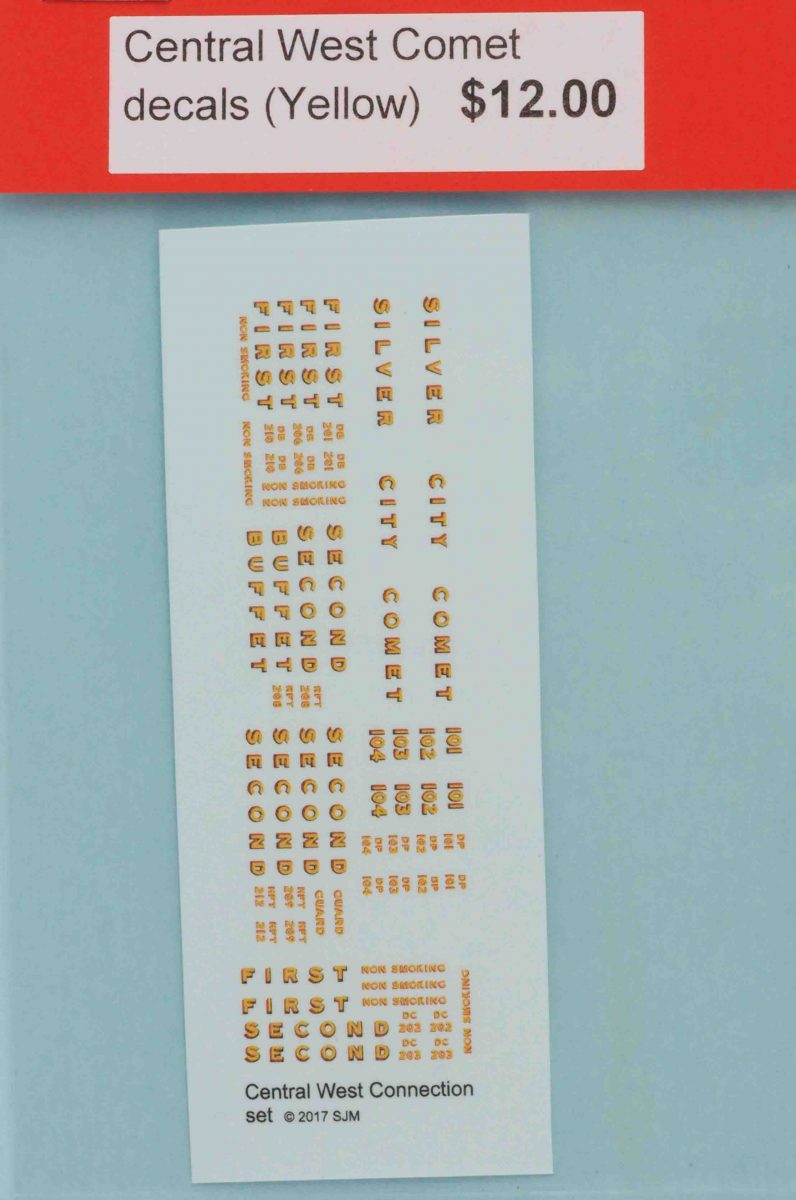 Central West connection silver city comet decal set (yellow) – Stephen ...