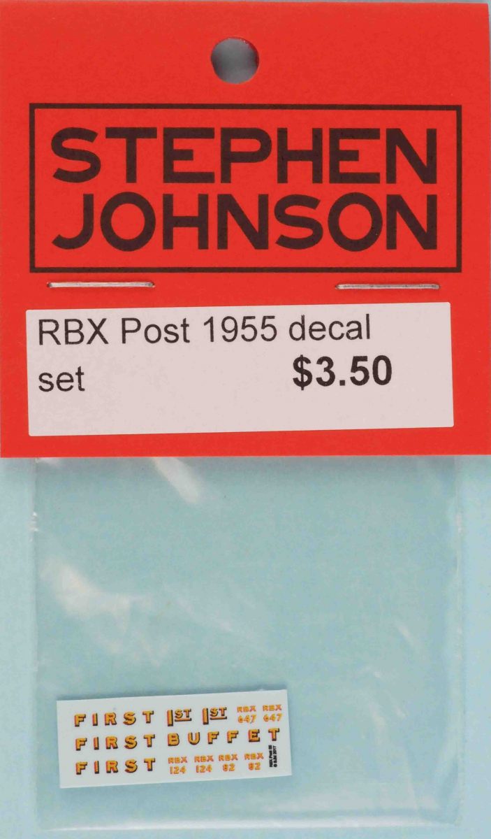 RBX post 1955 decal set – Stephen Johnson Models