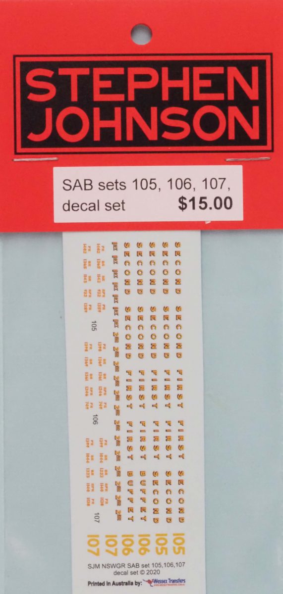 SAB sets (R cars) 105, 106 & 107 decal set – Stephen Johnson Models